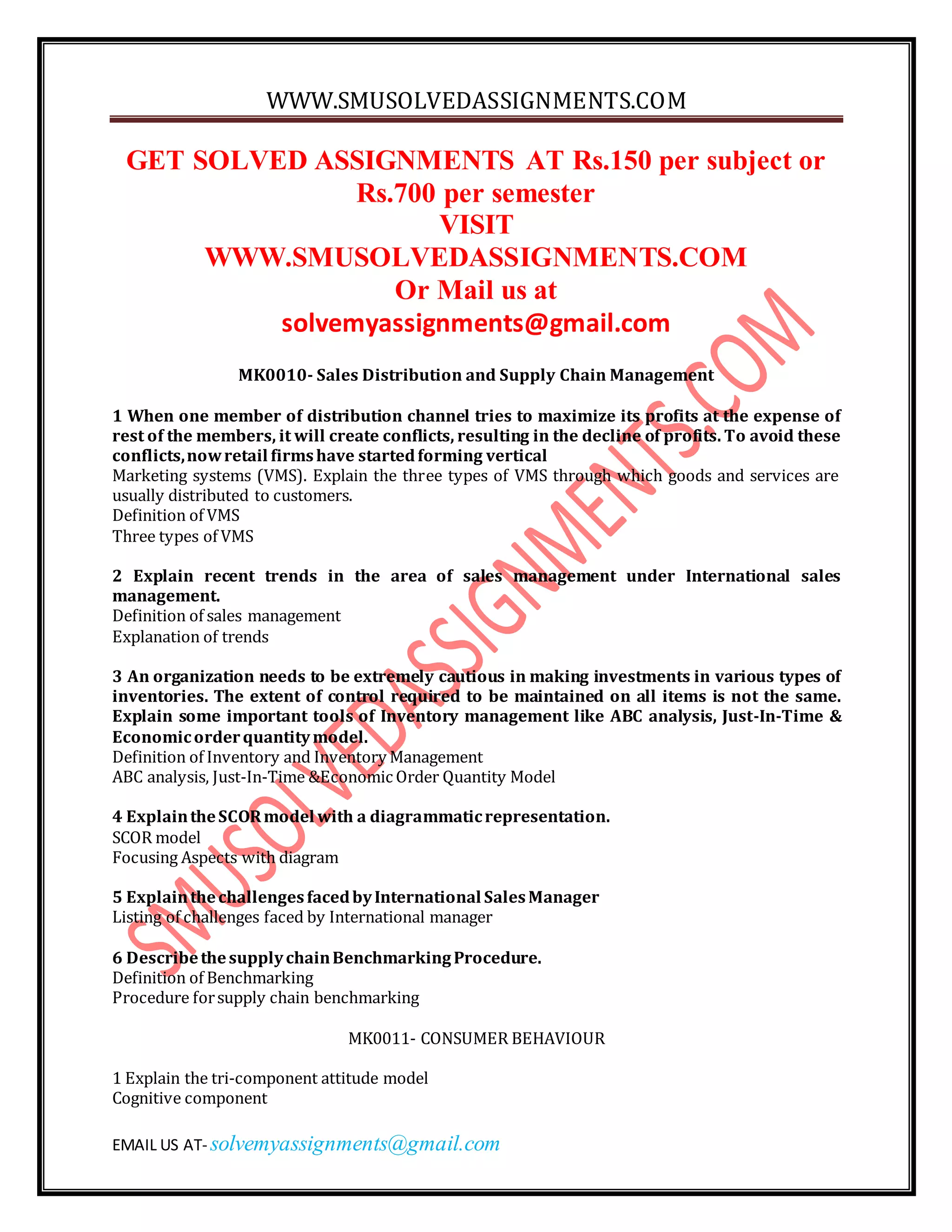 SMU mba sem 3 marketing fall 2014 assignments | PDF