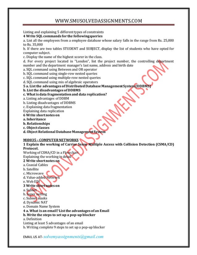 Smu mba sem 3 mis spring 2015 assignments | DOCX | Databases | Computer Software and Applications