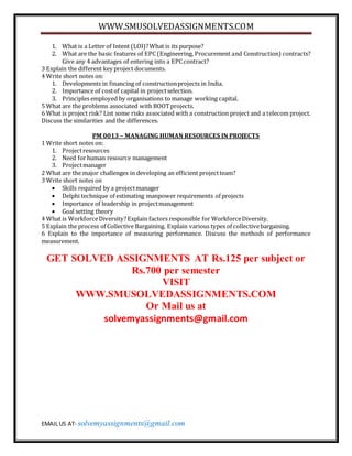 Smu mba sem 3 pm summer 2016 assignments | PDF