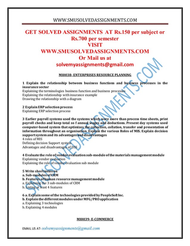 SMU mba sem 4 mis fall 2014 assignments | DOCX | Web Development | Internet