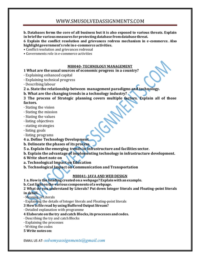 Smu mba sem 4 mis summer 2015 assignments | PDF