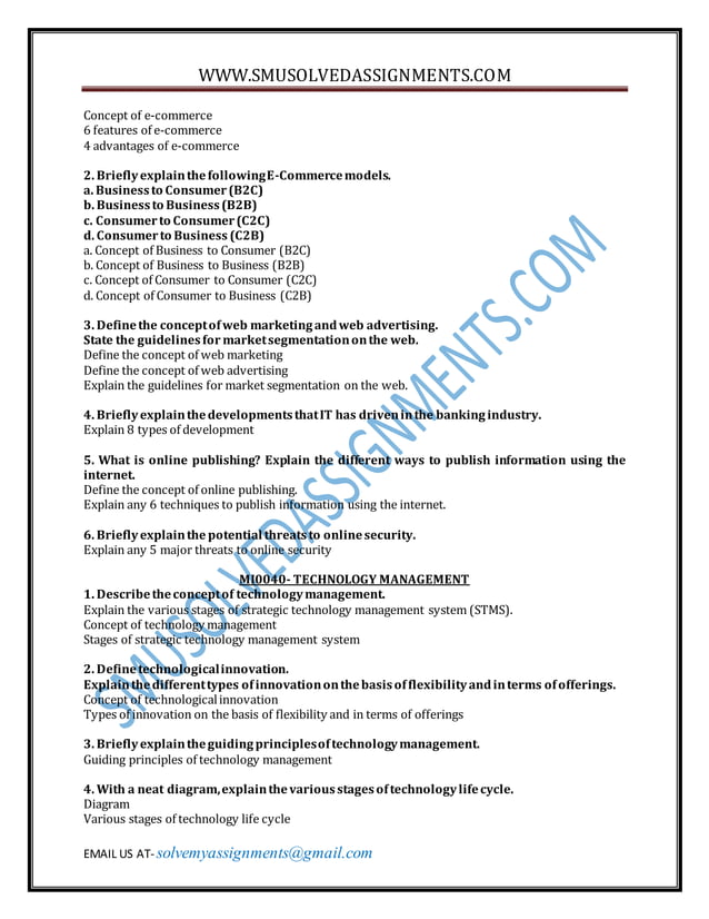 Smu mba sem 4 mis summer 2016 assignments | PDF