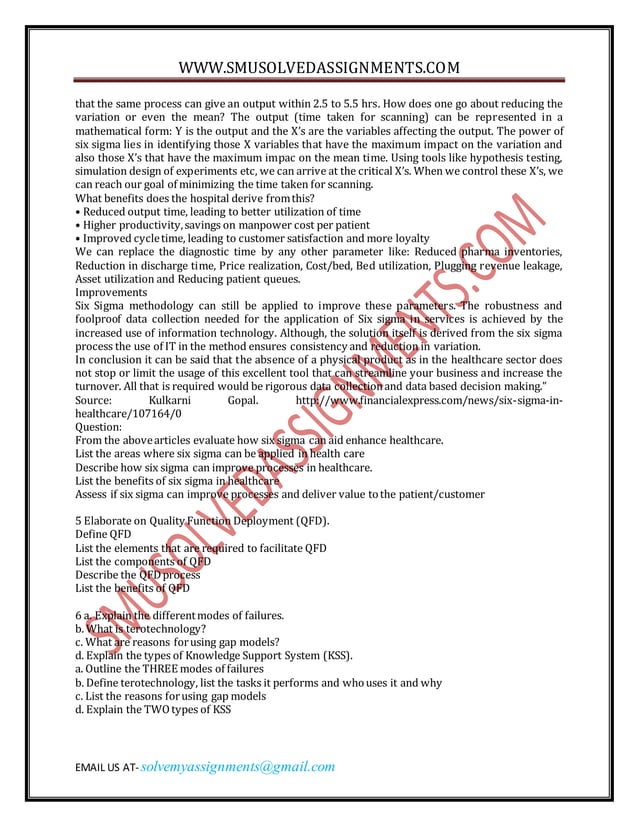 Smu mba sem 4 om fall 2015 assignments | PDF