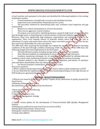 Smu mba sem 4 om spring 2016 assignments | DOCX | Business | Business and Finance