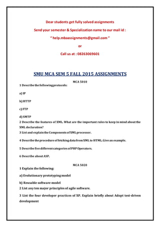 Smu mca sem 5 fall 2015 solved assignments | PDF