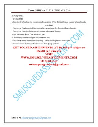 Smu mca sem 5 summer 2015 assignments | PDF