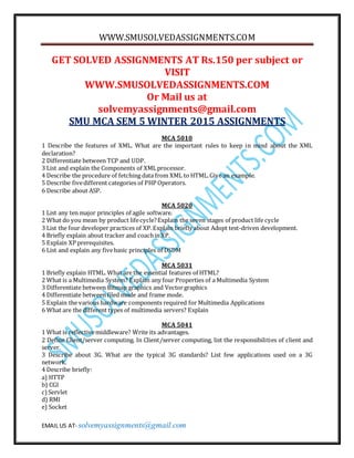 Smu mca sem 5 winter 2016 assignments | DOCX