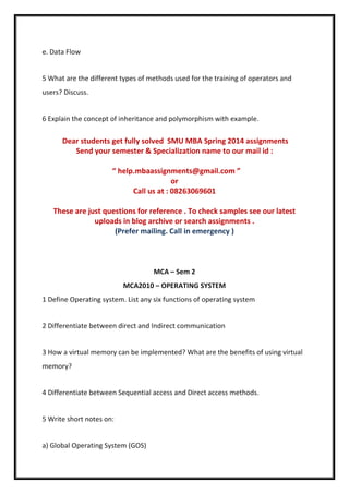 Smu mca spring 2014 solved assignments | DOCX | Computing | Technology & Computing