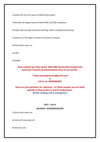 Smu mca spring 2014 solved assignments | DOCX | Computing | Technology & Computing