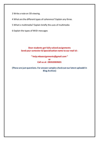 Smu mscit sem 3 fall 2014 assignments | DOCX | Computing | Technology & Computing