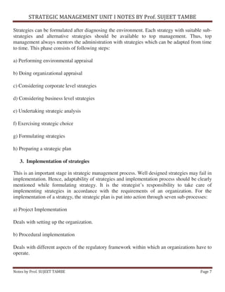 Strategic Management Unit 1 notes | PDF