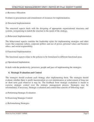 Strategic Management Unit 1 notes | PDF