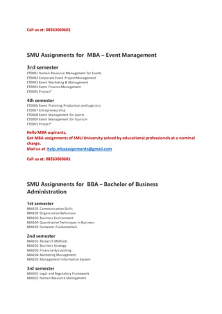 SMU Solved Assignments Latest - Call us at : 08263069601 | PDF