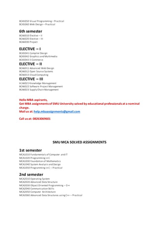 SMU Solved Assignments Latest - Call us at : 08263069601 | PDF