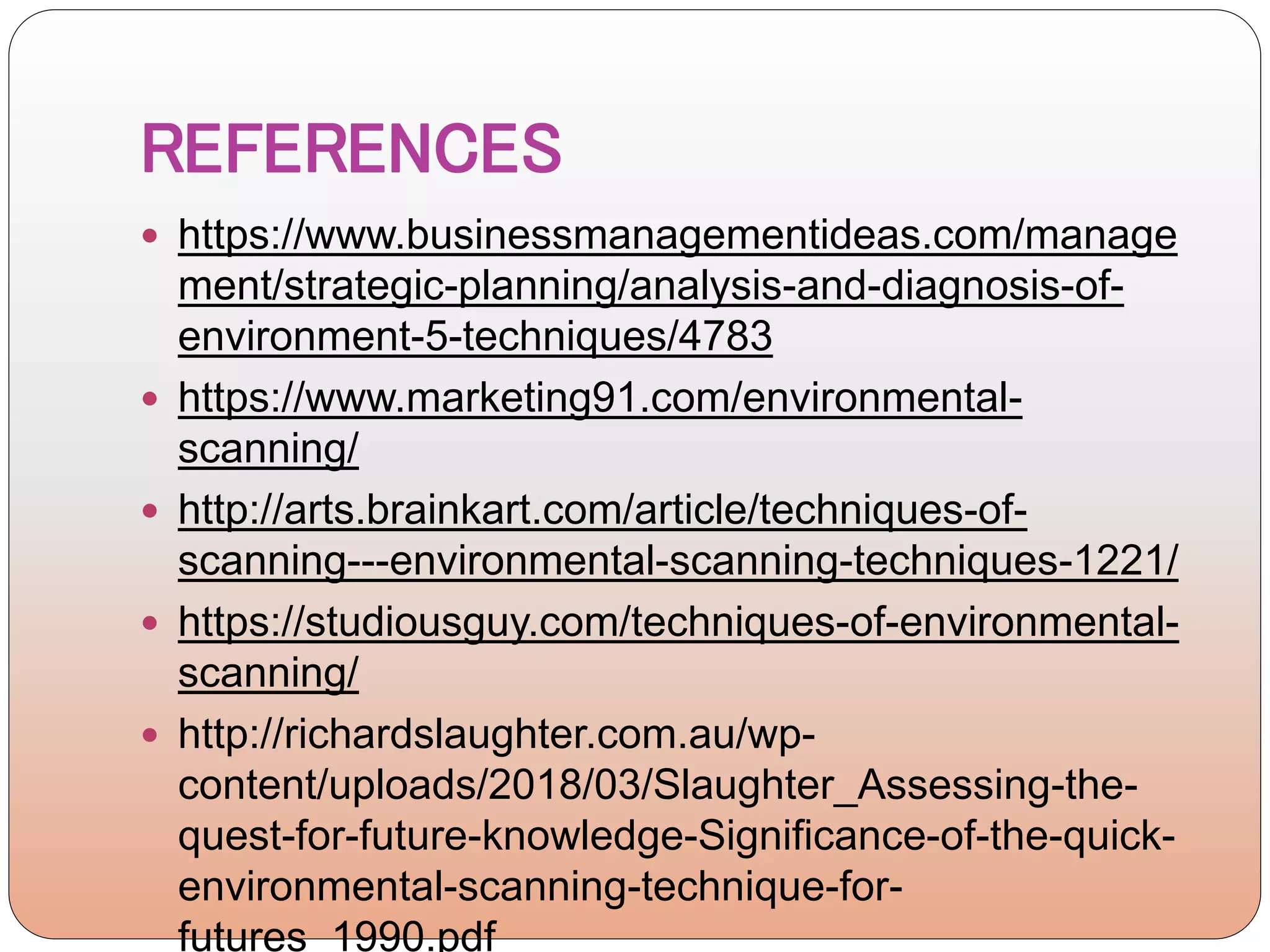 Environmental Scanning Techniques | PPTX