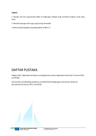 Sm,winarsih,hapzi ali,analisis lingkungan eksternal,universitas mercu ...