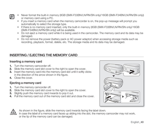 Samsung Camcorder SMX-F30N User Manual | PPT