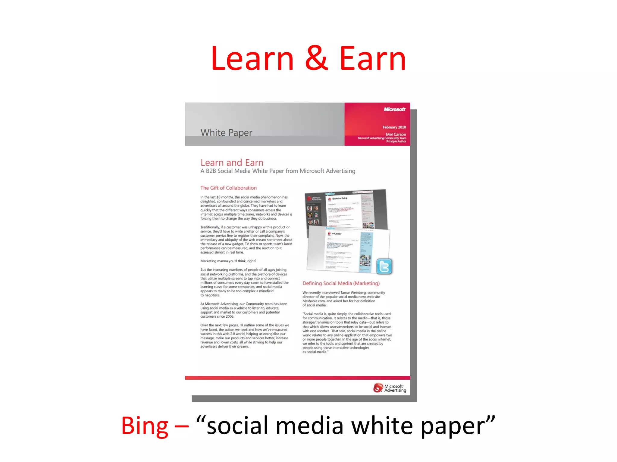 Mel Carson - Social Media White Paper - learn-earn-social-media | PPT