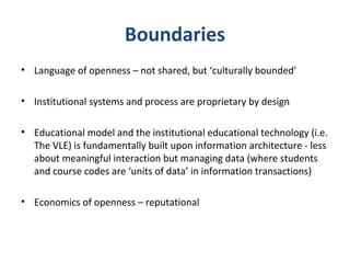Collaboration beyond boundaries: enabling cross-institutional practice ...