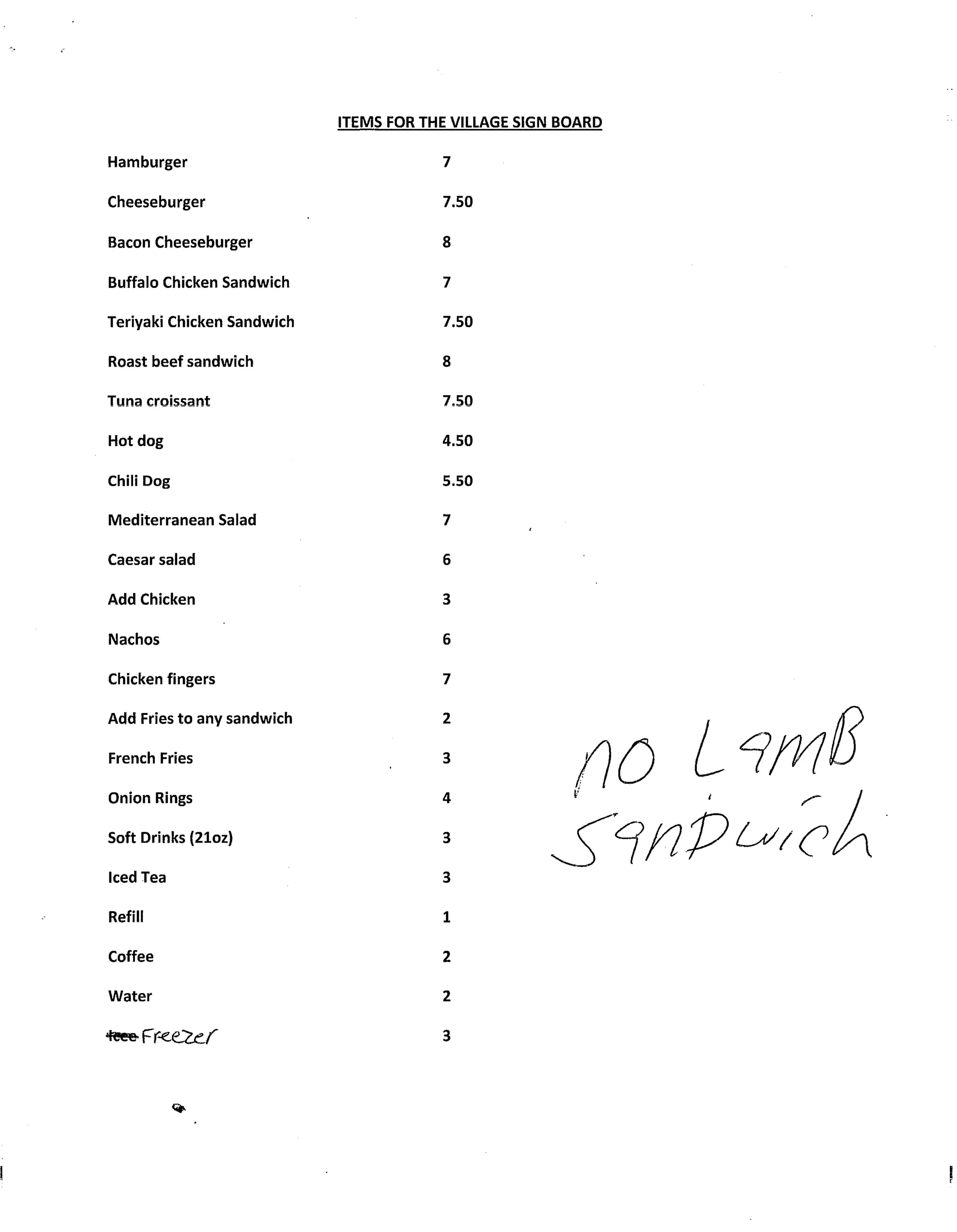 Snack bar prices | PDF