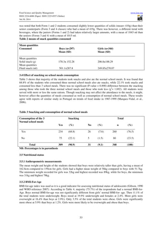 Snacking and its effect on nutritional status of adolescents in two | PDF