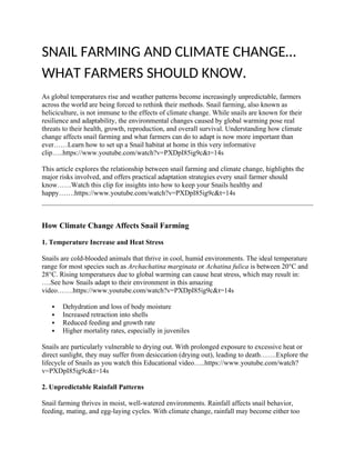 SNAIL FARMING AND CLIMATE CHANGE.... WHAT FARMERS SHOULD KNOW..docx
