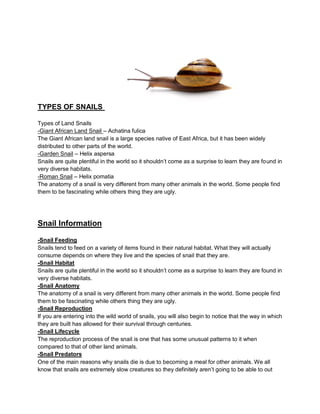 Snails biology | PDF