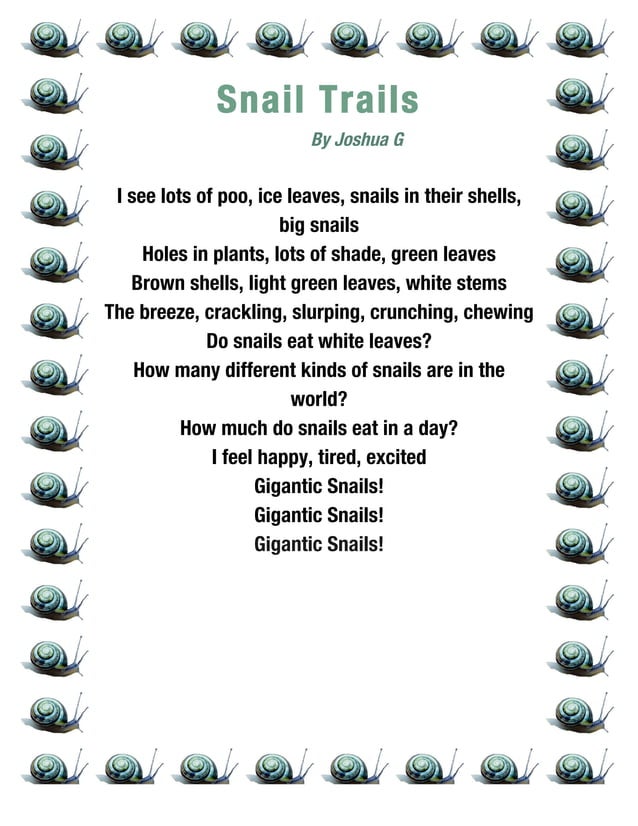 Snail trail poem anthology ripon 2014 3rd grade | PDF