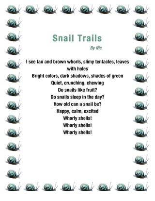 Snail trail poem anthology ripon 2014 3rd grade | PDF