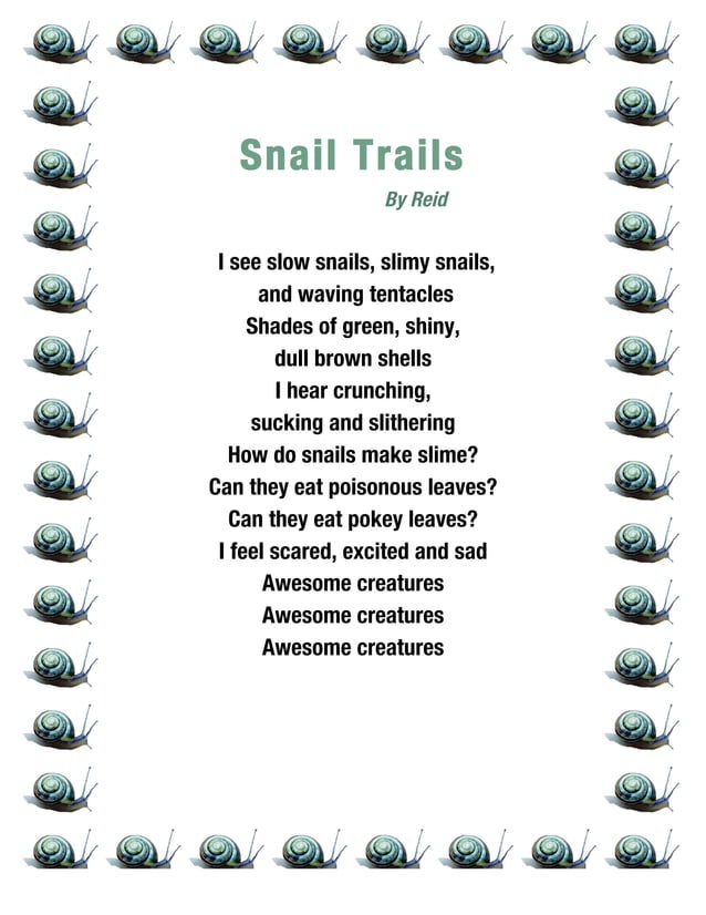 Snail trail poem anthology ripon 2014 3rd grade | PDF