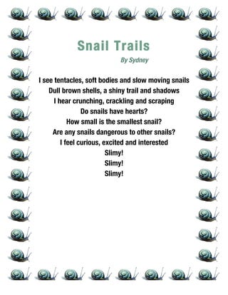 Snail trail poem anthology ripon 2014 3rd grade | PDF