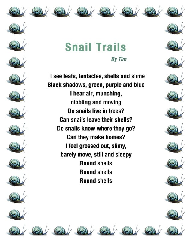 Snail trail poem anthology ripon 2014 3rd grade | PDF