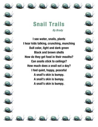 Snail trail poem anthology ripon 2014 3rd grade | PDF