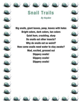 Snail trail poem anthology ripon 2014 3rd grade | PDF