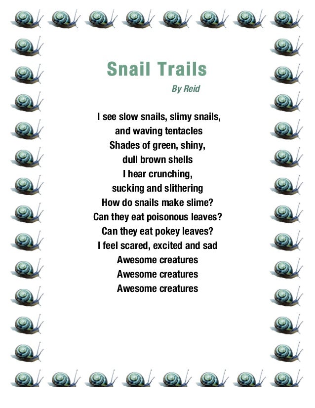 Snail trail poem anthology ripon 2014 3rd grade