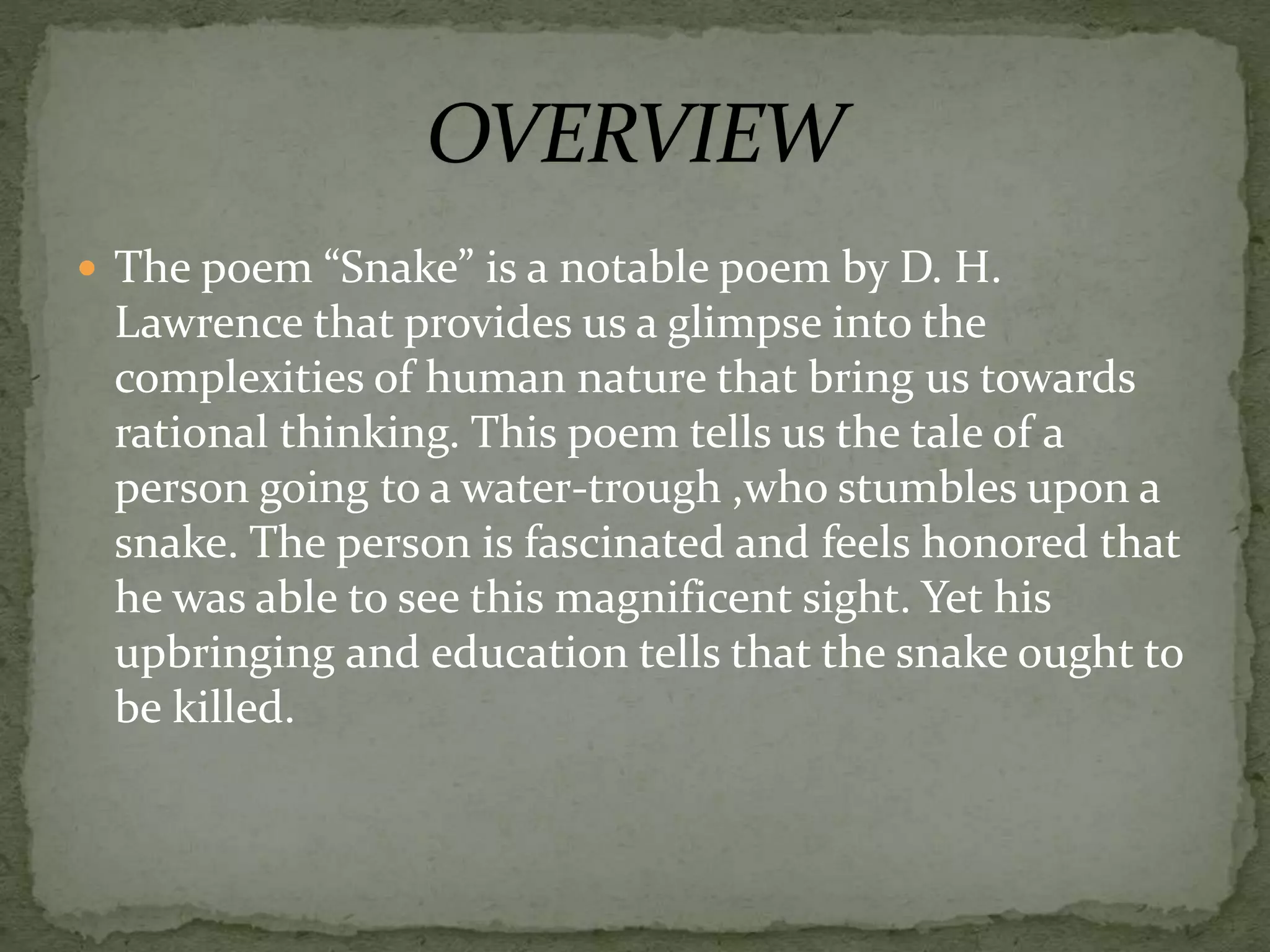 Snake by D.H lawrence | PPTX