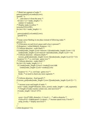 Snake game implementation in c | DOC