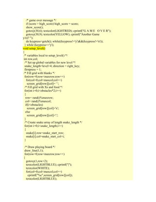 Snake game implementation in c | DOC