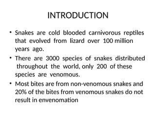 A detailed slide on Snakes and Dog Bites | PPT
