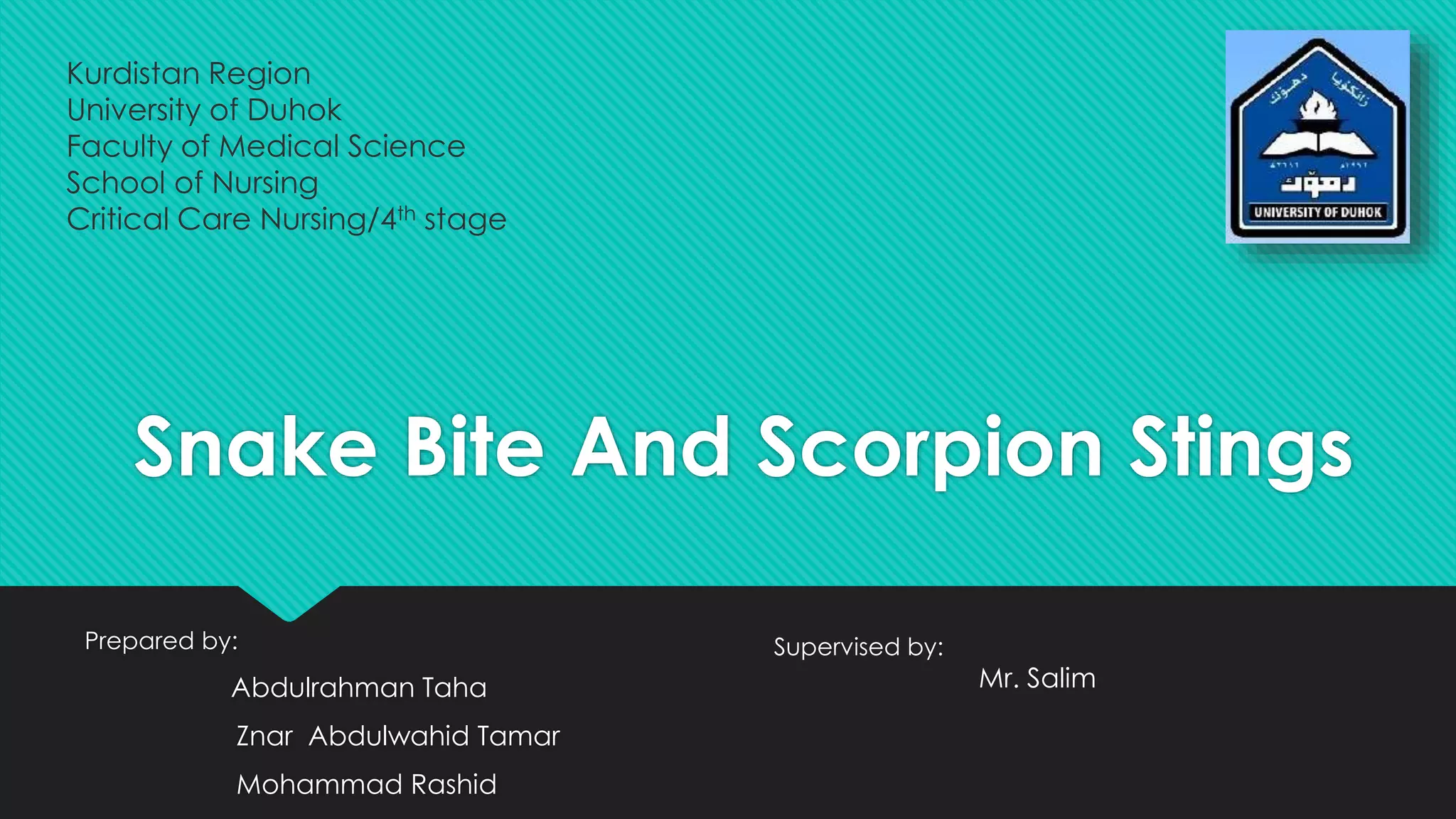 Snake Bite and Scorpion Stings,(Kurdistan) | PPTX