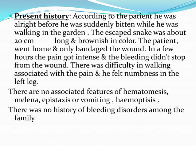 Snake bite case presntation | PPTX | Blood Disorders | Diseases and ...