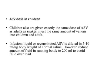 Snake bite - ASV Protocols and Management - Antisnake Venom | PPTX