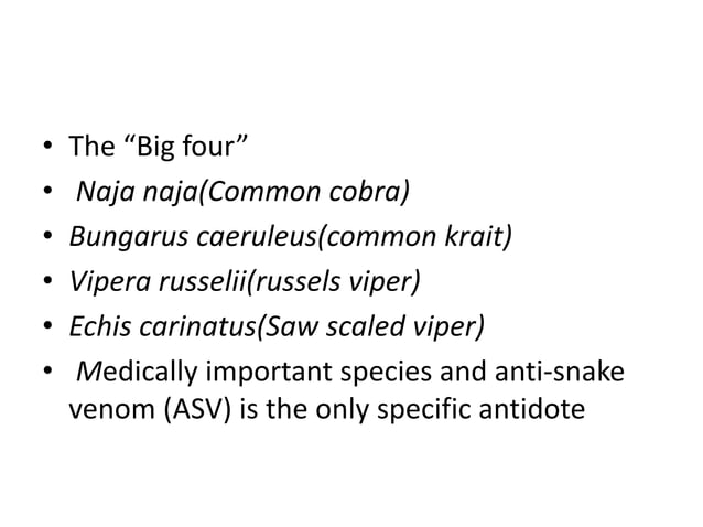 Snake bite - ASV Protocols and Management - Antisnake Venom | PPTX ...