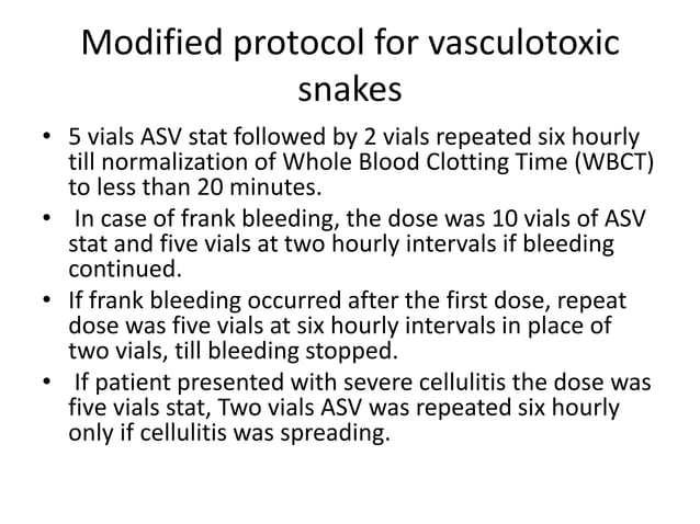 Snake bite - ASV Protocols and Management - Antisnake Venom | PPTX ...