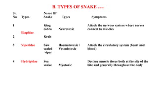 SNAKE BITE WITH DEFERENT SPCIES AND SUMPTOMES | PPTX