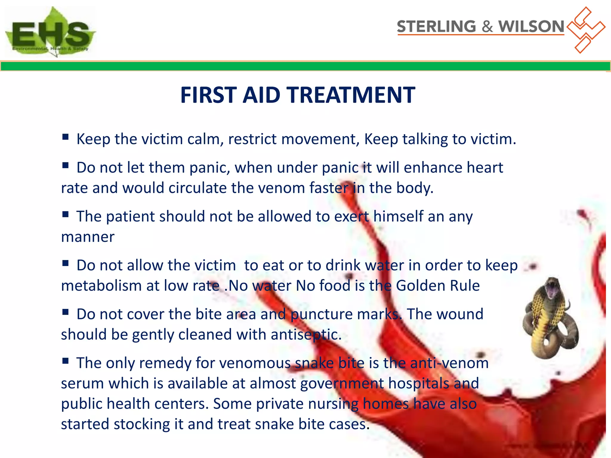 Snake bite first aid & control measures ppt 2 | PPTX