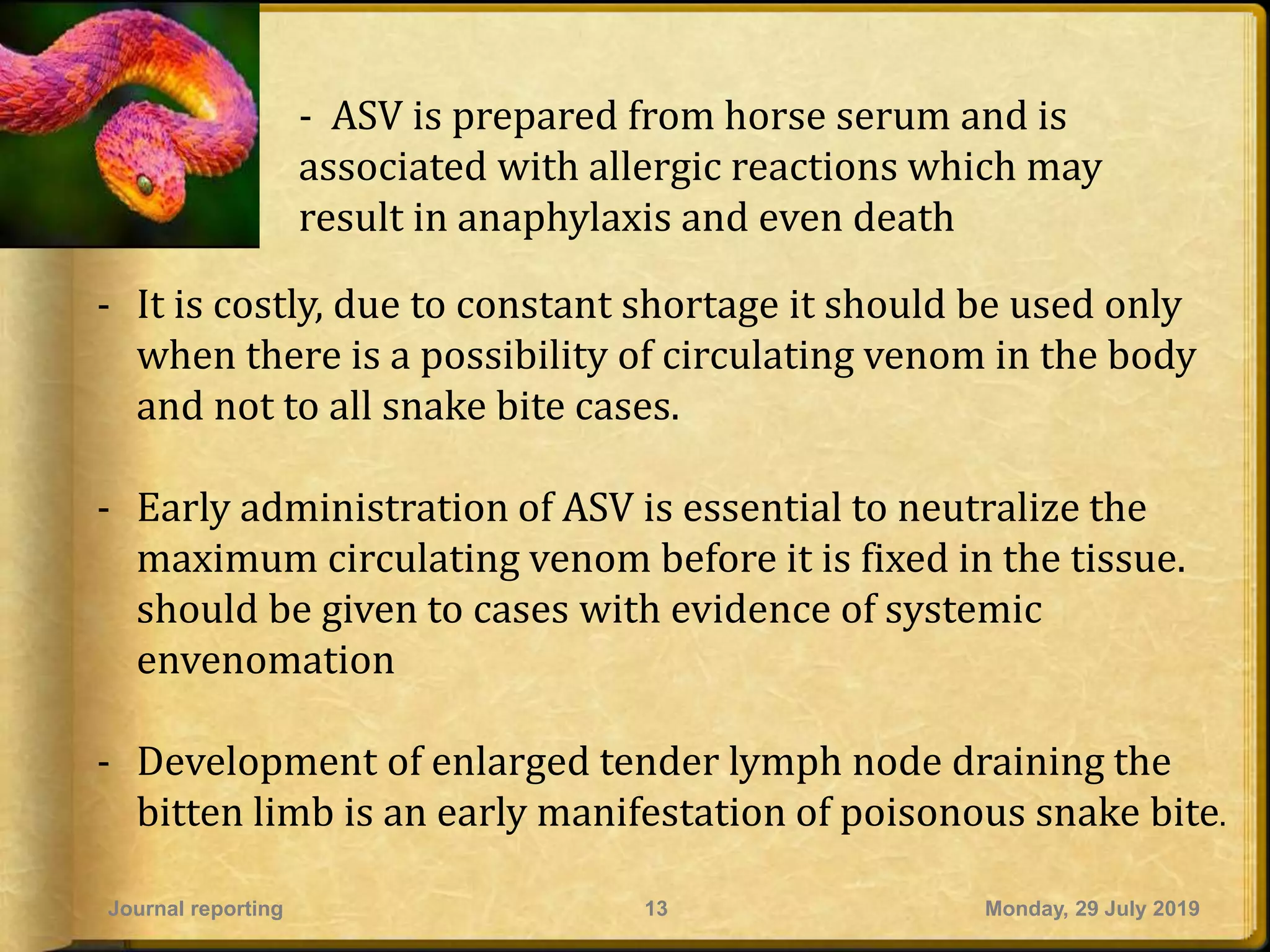 Snake bite management | PPTX