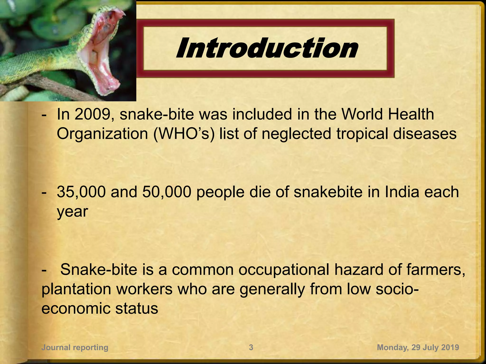 Snake bite management | PPTX