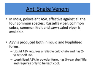 Snake bite management in India | PPTX