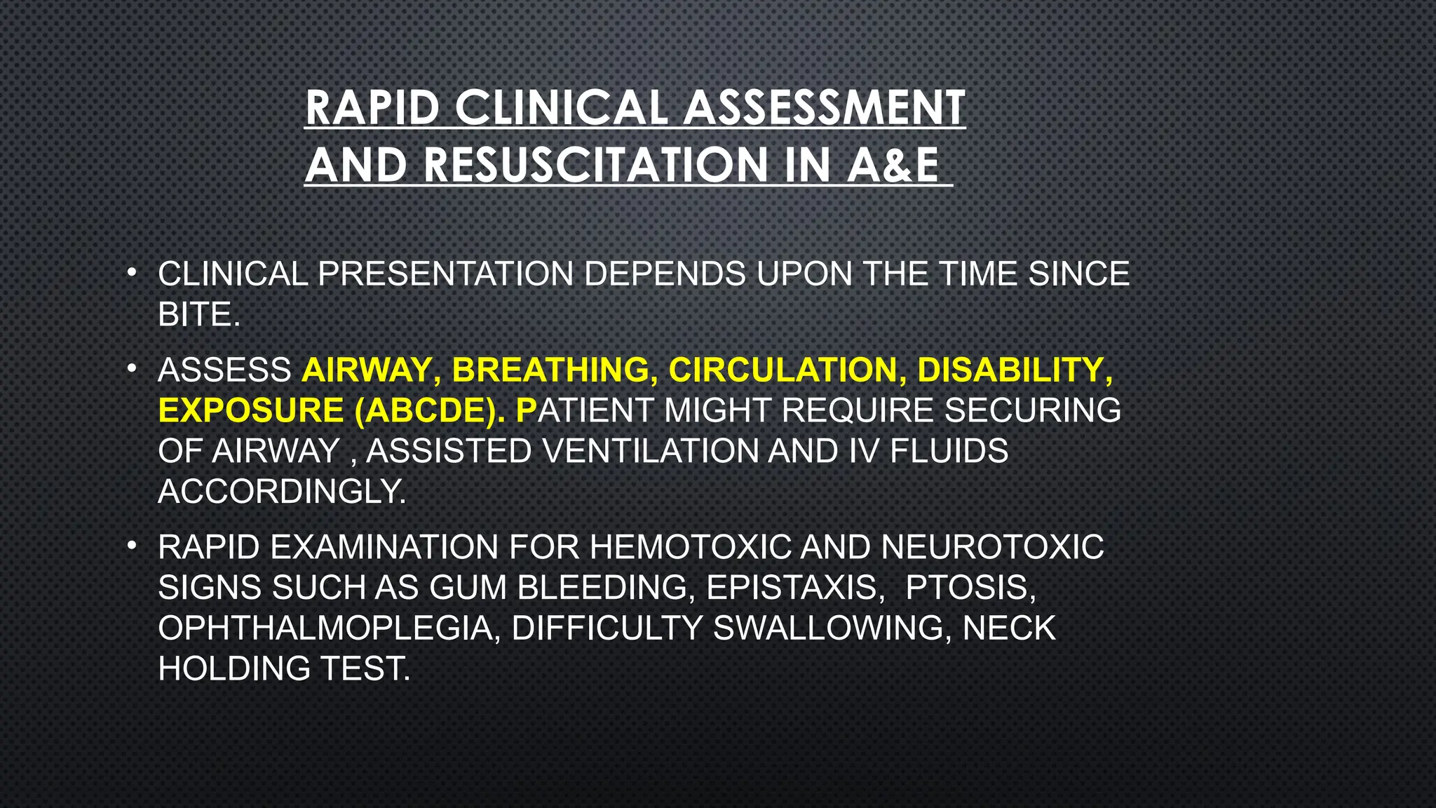 snake bite signs, symptoms and management management .pptx